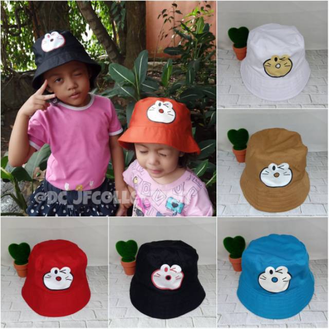 Jual Topi Bucket Balita dan Anak Motif Sablon Doraemon Bolak Balik ...