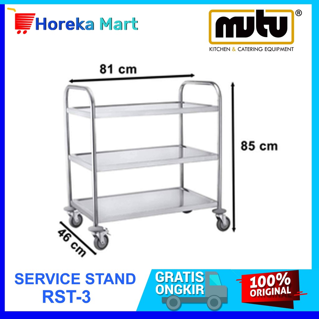 Jual Trolley Rak 3 Susun Stainless Steel Mutu RST-3 - Rak Dorong ...
