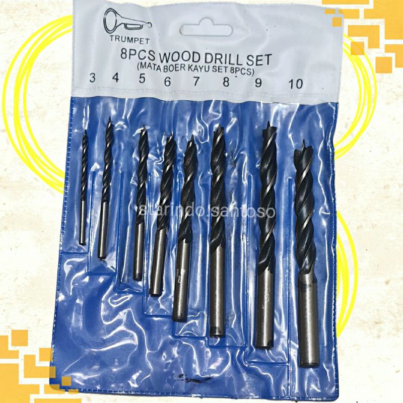 Jual Mata bor kayu set 8bj 3 4 5 6 7 8 9 10 Trumpet wood bor drill ...