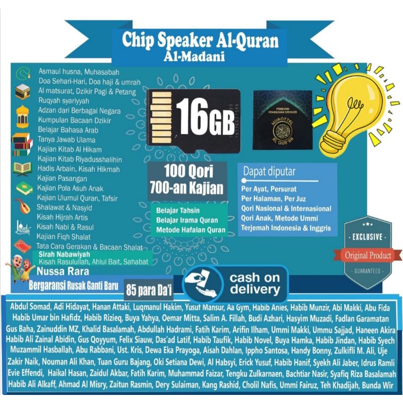 Jual NEW Memory Chip Murottal Al Quran 16 GB Perayat Perjuz Perhalaman ...