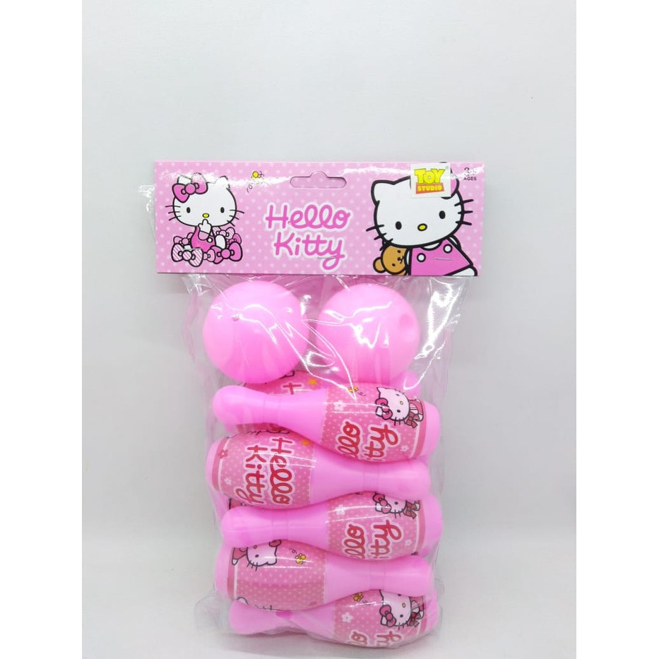 Jual Mainan bowling anak lempar pin bola hello kitty plastik tebal ...