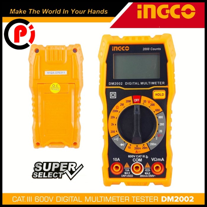 Jual INGCO Digital Multimeter Alat Ukur Listrik CAT III 600V DM2002 ...