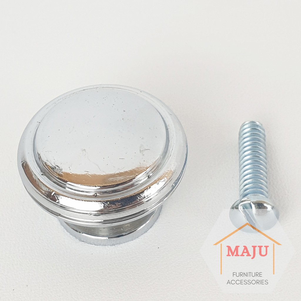 Jual Knob Knop Stainless Besi Bulat Putih Chrome (Tarikan Handle Laci ...