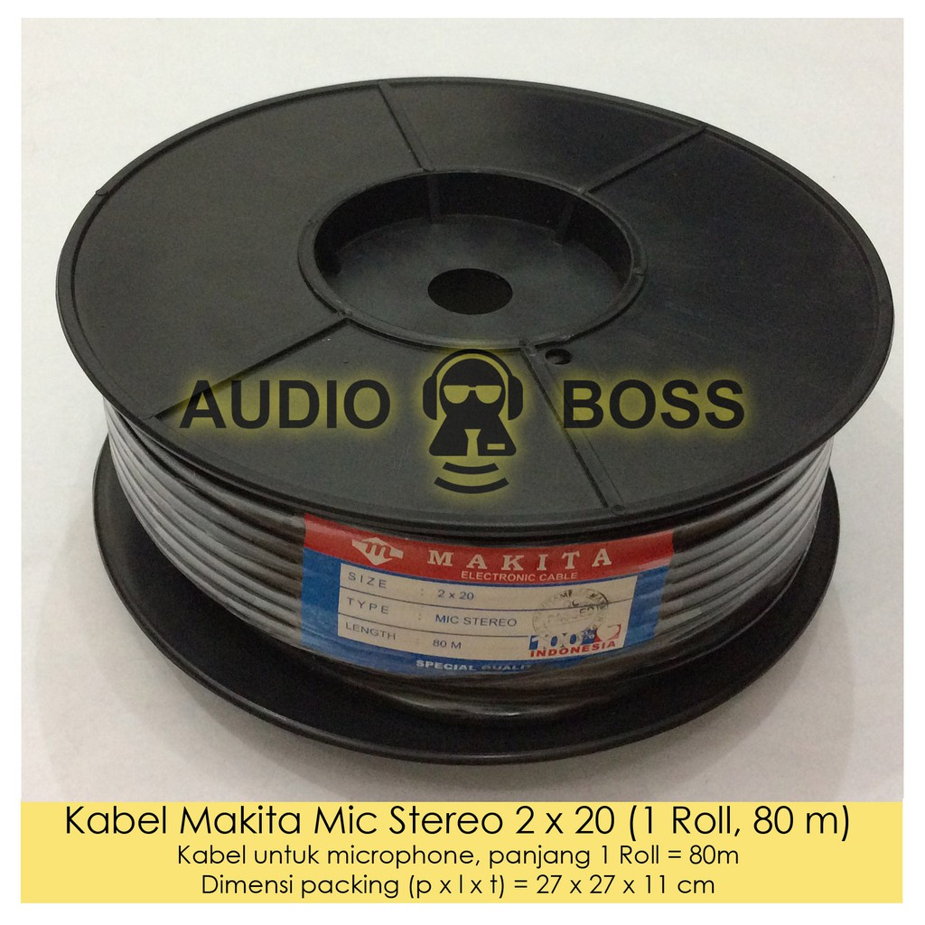 Jual 1 Roll Kabel Audio Mic Stereo Makita ORIGINAL hitam 2x20 Mic ...