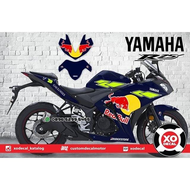 Jual DECAL STICKER YAMAHA R25 RED BULL BLUE LIVERY OLD DESIGN | Shopee ...