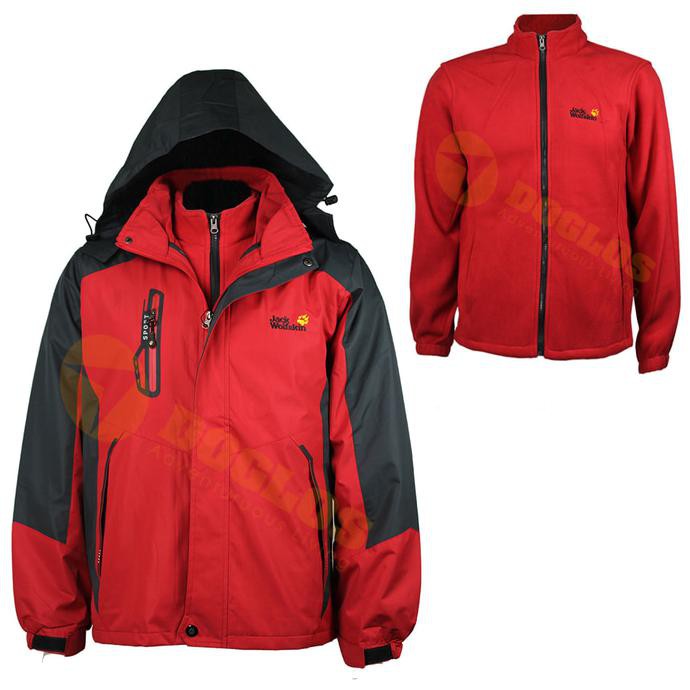 Jual Jack Wolfskin 2 in 1 jaket Double layer inner Polar hiking gunung ...