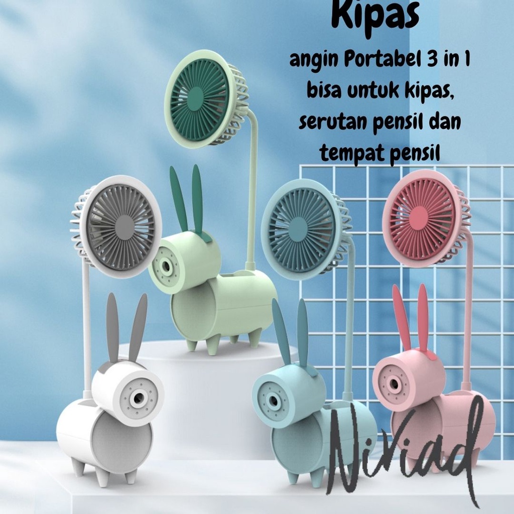 Jual Kipas Angin USB Portabel 3in1/Kipas Mini Karakter Multi Fungsi ...