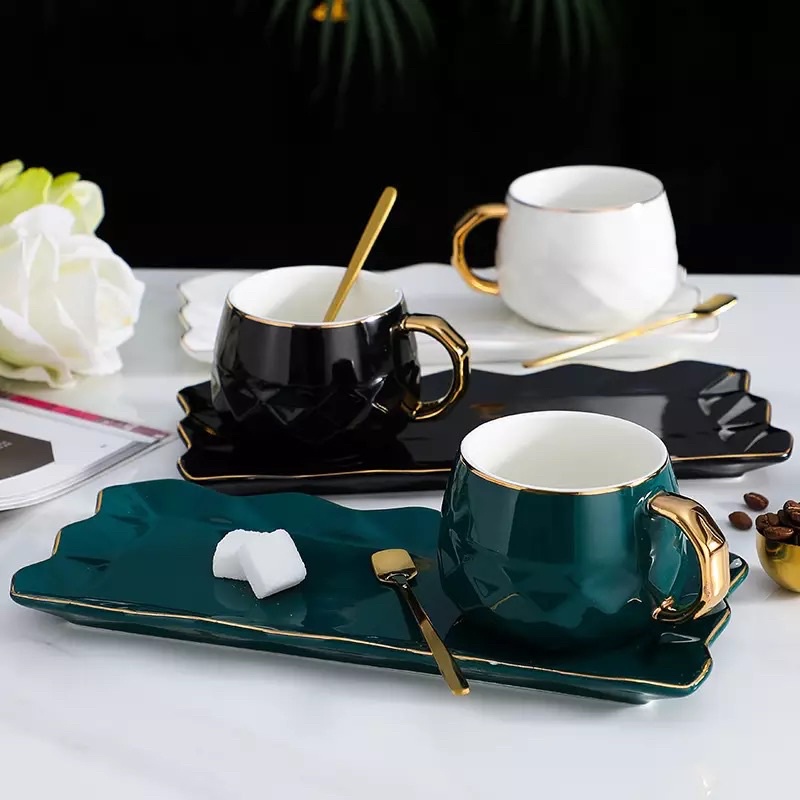 Jual Mug Keramik set dengan Tray Piring Kue / Cangkir Mug Keramik Tea ...