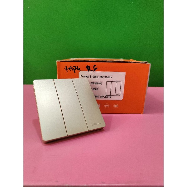 Jual saklar 3 gang 1 arah Boton gold | Shopee Indonesia