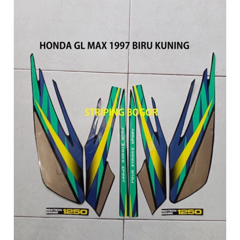 Jual Striping Sticker Motor Honda GL Max 1997 Biru Kuning | Shopee ...