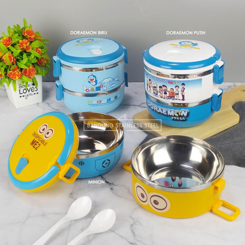 Jual Lunch box Rantang lucu 2 susun stainless gambar karakter Hello ...