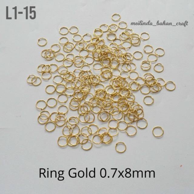 Jual kode L1-15 RING O BULAT LOGAM GOLD 0.7 x 8 mm JUMP RING KERAJINAN ...