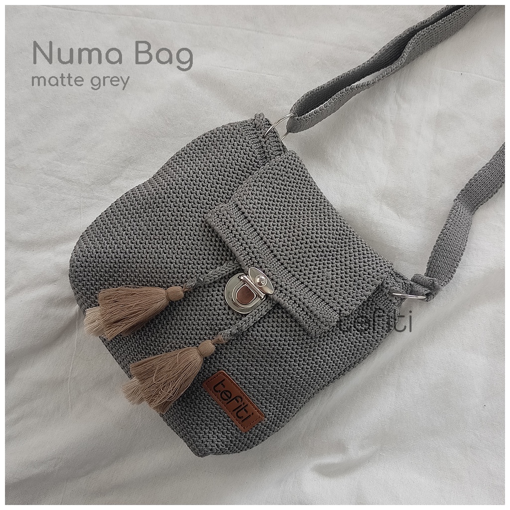 Jual Tas Rajut Selempang NUMA Knit Bag Tali Serut Bag Lock Sling Bag ...