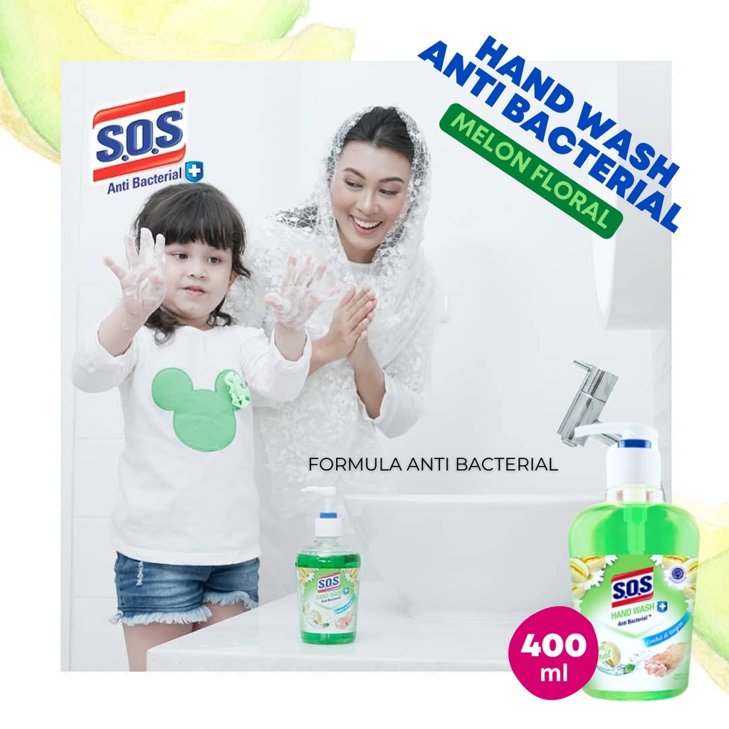 Jual SOS Hand Wash Hand Soap Fragrance Melon Floral 400ml Sabun Botol ...