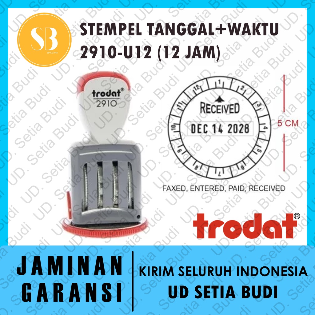 Jual Stempel Trodat Tanggal + Waktu 12 Jam 2910 U21 ǿ 50 mm | Shopee ...