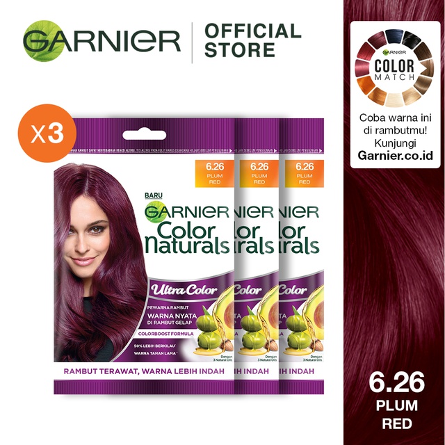 Jual Garnier Color Natural Ultra Color Merah Plum - 3 pcs | Shopee ...