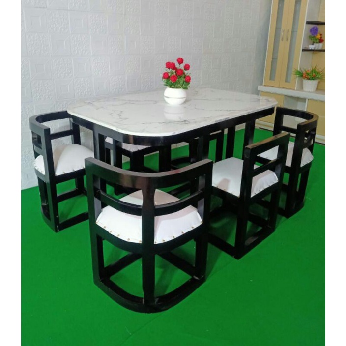 Jual Meja Makan Motif Marmer, Rangka Kayu Alba, Daun Meja HPL Harga ...
