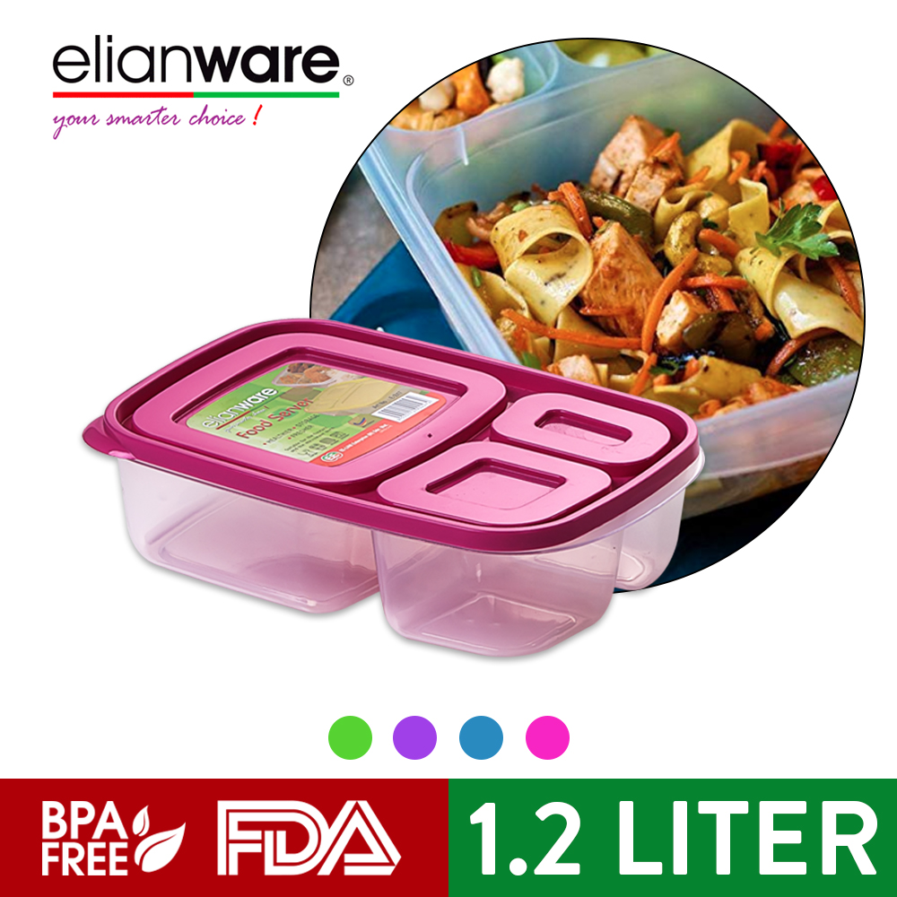 Jual Elianware 3 Compartment Divided Lunch Box Food Container ...