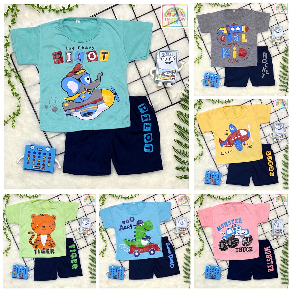 Jual RAINBOW SETELAN PENDEK KOMBINASI / SET BAJU ANAK UNISEX COWOK/CEWEK USIA 1- 7 TAHUN PART 1 ...