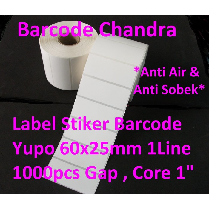 Jual Yupo 60x25mm 1Line 1000pcs Gap 2mm Core 1 Inchi / Label Sticker ...