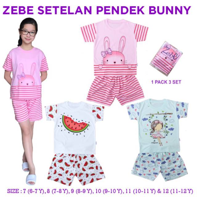 Jual Zebe Setelan Pendek Bunny Edition (3 set) | Shopee Indonesia
