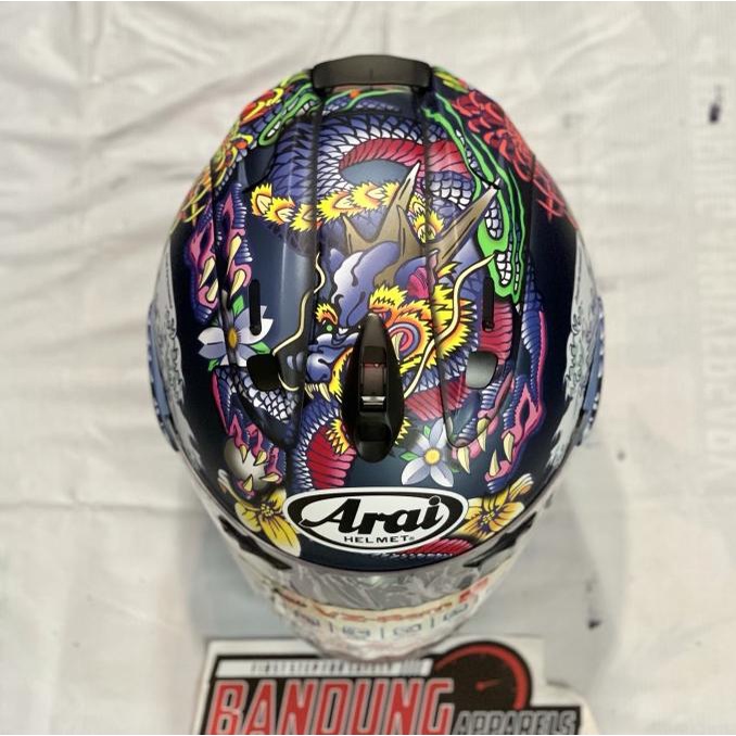 Jual Arai Half Face Helmet VZ Ram Oriental Flat Blue Koi Dragon Japan SNI | Shopee Indonesia