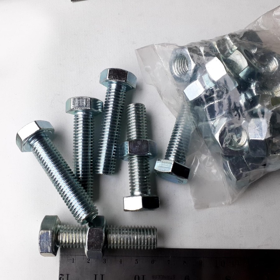 Jual BAUT MUR M14 X 60 PUTIH BMP M14X60 PANJANG 6CM 6 CM KUNCI 22 ...