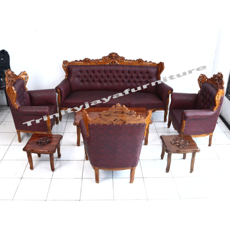 Jual Sofa Jati Jepara Romawi 3111+1 Meja Utama+2 Meja Sudut/trinityjayafurniture | Shopee Indonesia
