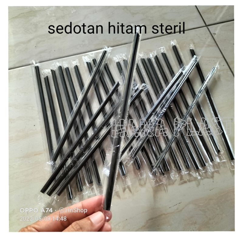 Jual sedotan hitam steril,bungkus plastik isi 50 diameter 6mm | Shopee ...