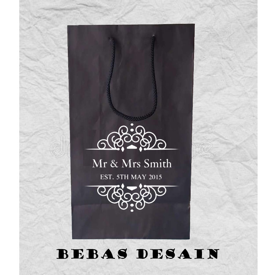 Jual (PAPER BAG CUSTOM) Paper Bag Hitam Mini Kado Sablon 11x7x23 Cm Paper Bag Kertas Hitam ...