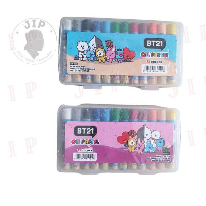 Jual Crayon fancy Eselon 12warna / Oil Pastel MINI BT21 BOY GIRL ...
