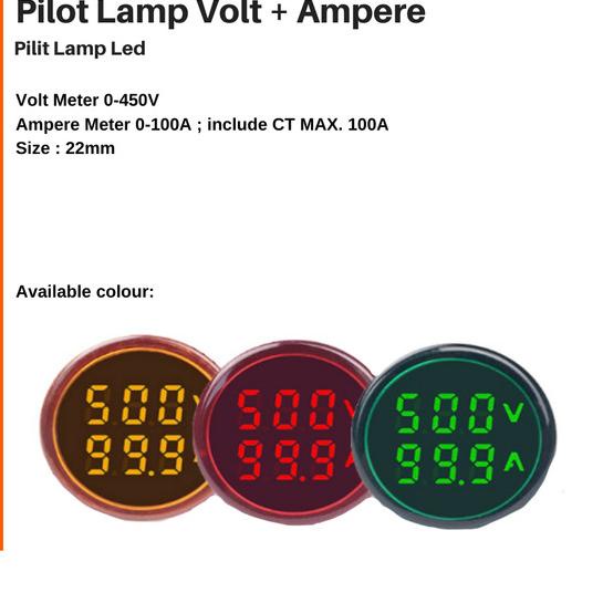 Jual PILOT LAMP LED VOLT AMPERE METER 22MM 450V 100A - Merah | Shopee ...