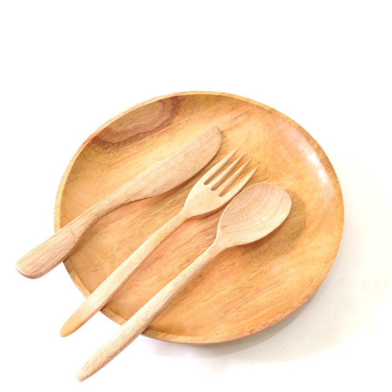 Jual Set Piring kayu Free sendok garpu dan pisau IMPODIO | Shopee Indonesia