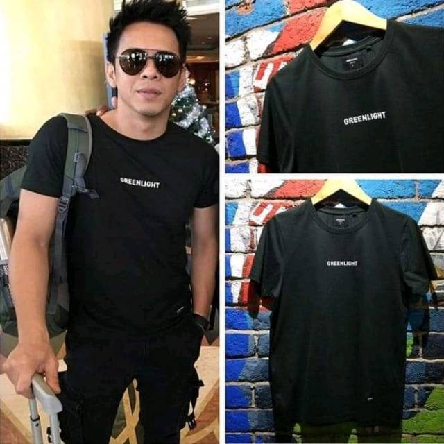Jual Kaos gaul Greenlight hitam motif simple | Shopee Indonesia