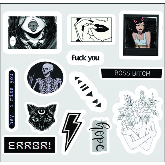 Jual [Black Series] MINI Black Sticker Aesthetic | Sticker Case Sticker ...