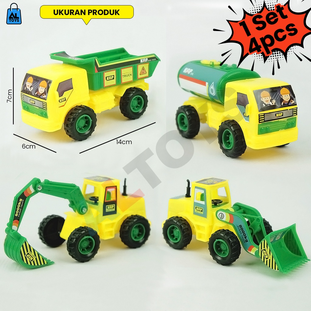 Jual Mainan Mobil Kontruksi Set Isi 4 Pcs Truck / Exsavator / Buildozer ...