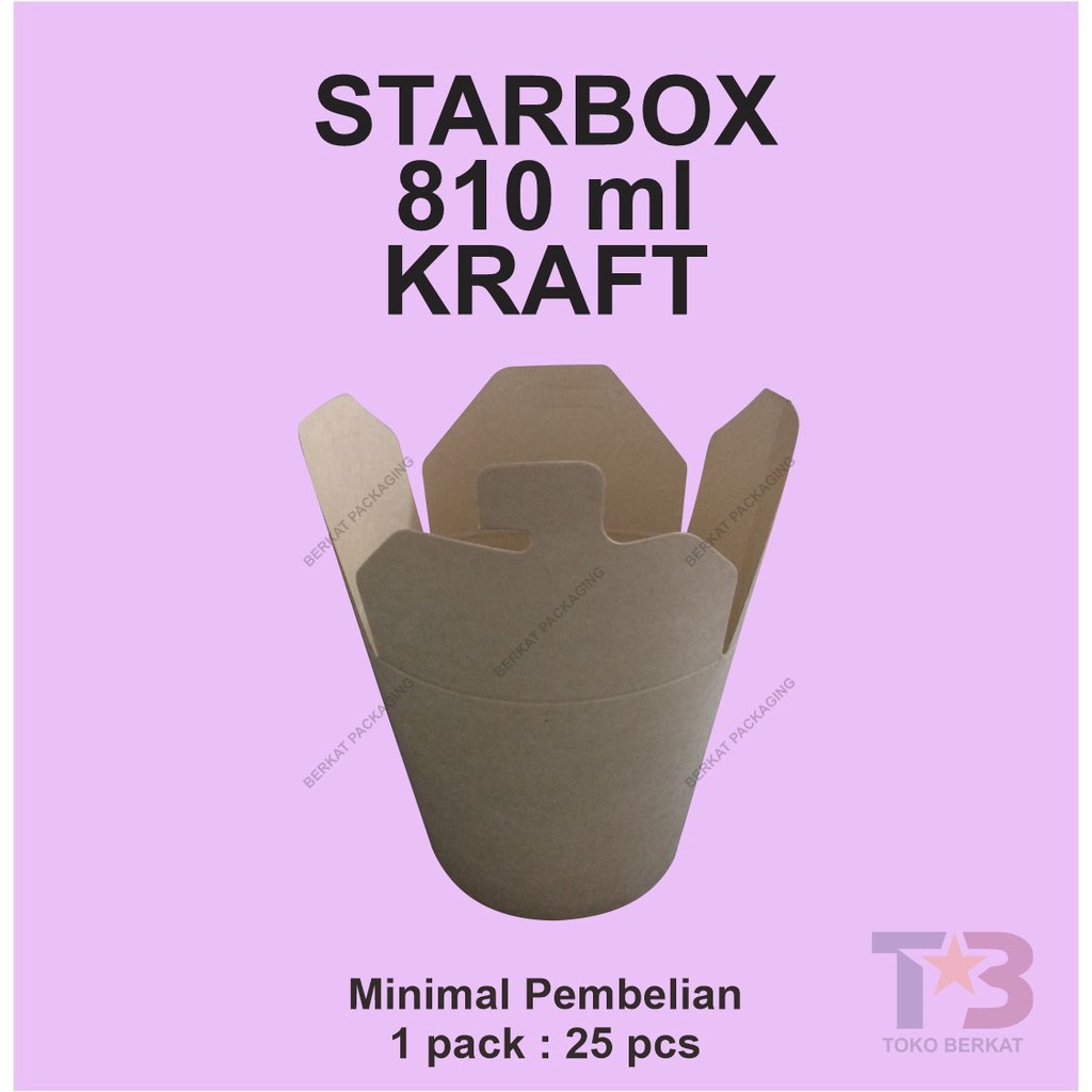 Jual Starbox 810ml Kraft Starpack / Rice Box Kraft 810ml / Mangkuk ...