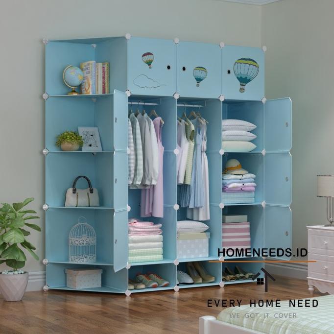 Jual Lemari Pakaian Plastik Portable / Lemari Baju Serbaguna 12 Pintu 8 Rak - Biru Muda | Shopee ...