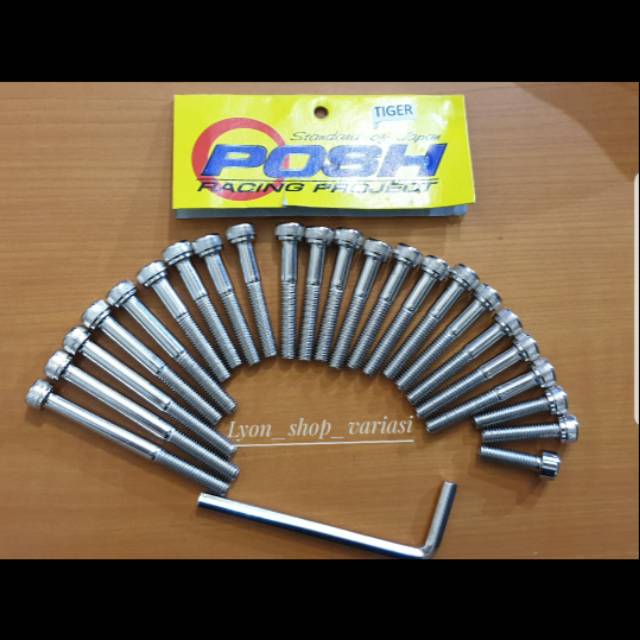 Jual Baut Blok Baut Mesin Tiger Megapro Chrome Posh | Shopee Indonesia