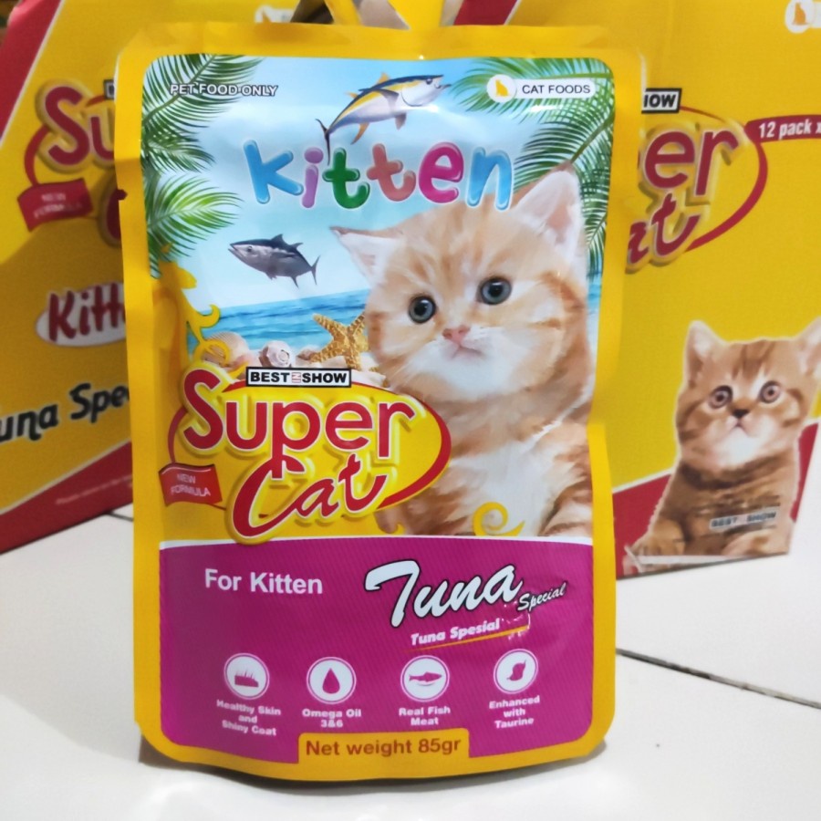 Jual (12 POUCH) SUPER CAT POUCH 85 GR SUPERCAT SACHET - KITTEN TUNA ...