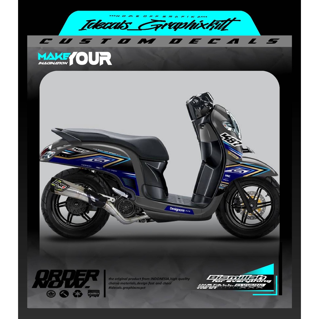 Jual 00310 sticker decals fullbody honda scoopy tema garis racing ...