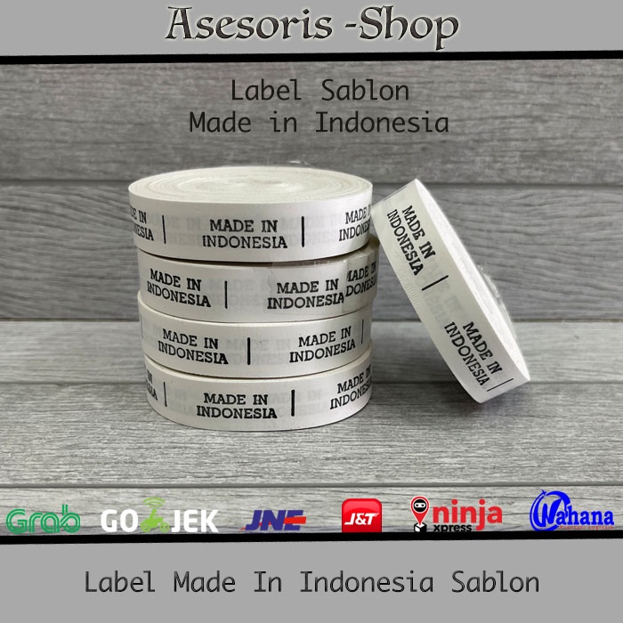 Jual Label Baju Sablon PUTIH tulisan "MADE IN INDONESIA" 1/2 inch isi 50Ls | Shopee Indonesia