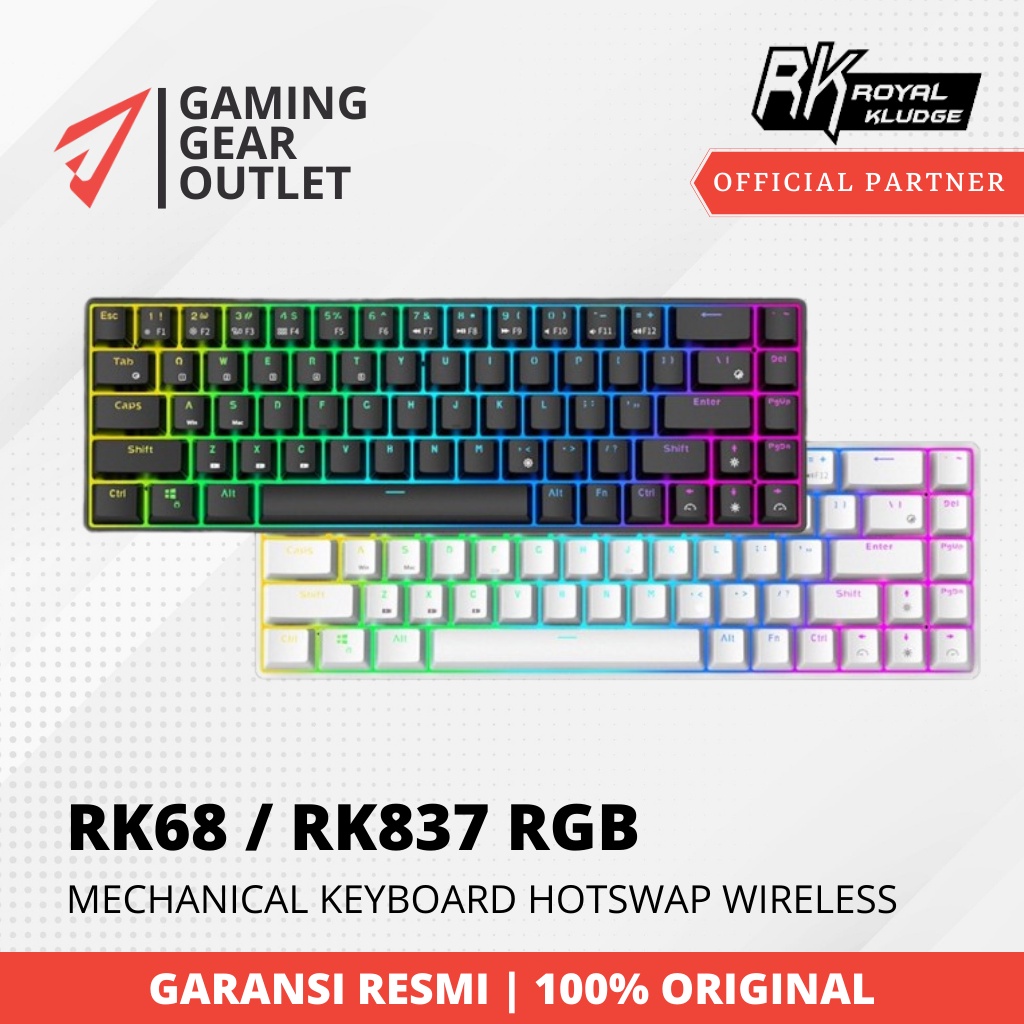 Jual ROYAL KLUDGE RK68 / RK837 RGB MECHANICAL KEYBOARD 3 MODE HOTSWAP ...