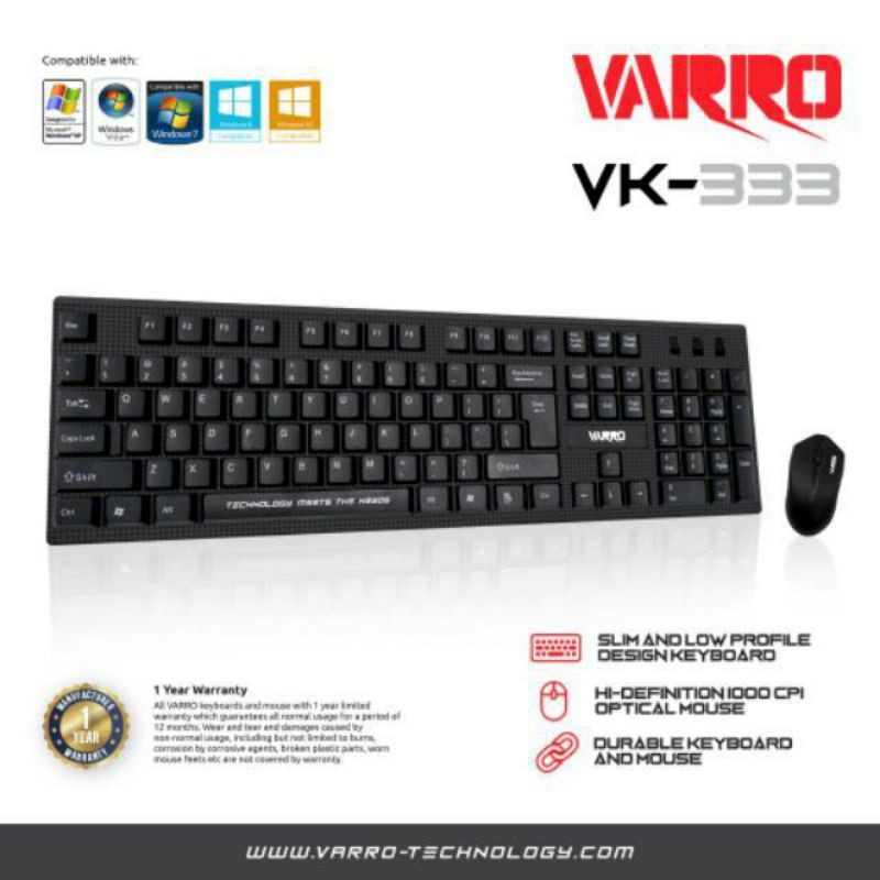 Jual KEYBOARD MOUSE USB VARRO VK-333 GARANSI RESMI VARRO 1 TAHUN ...