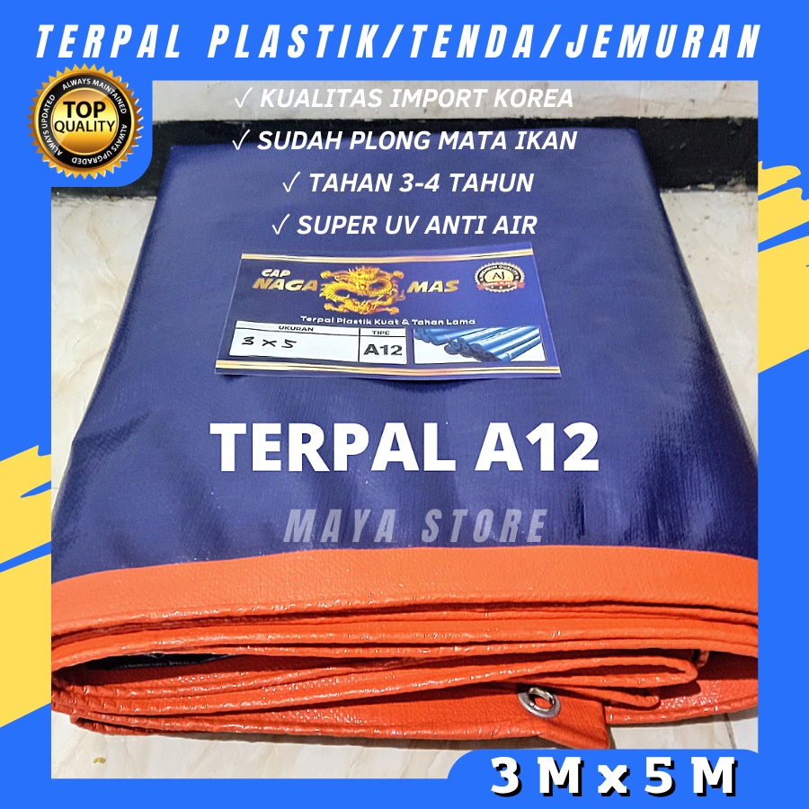 Jual Terpal Plastik A12 3X5 Korea Tebal Waterprof Cap Naga Mas Terpal 3 ...