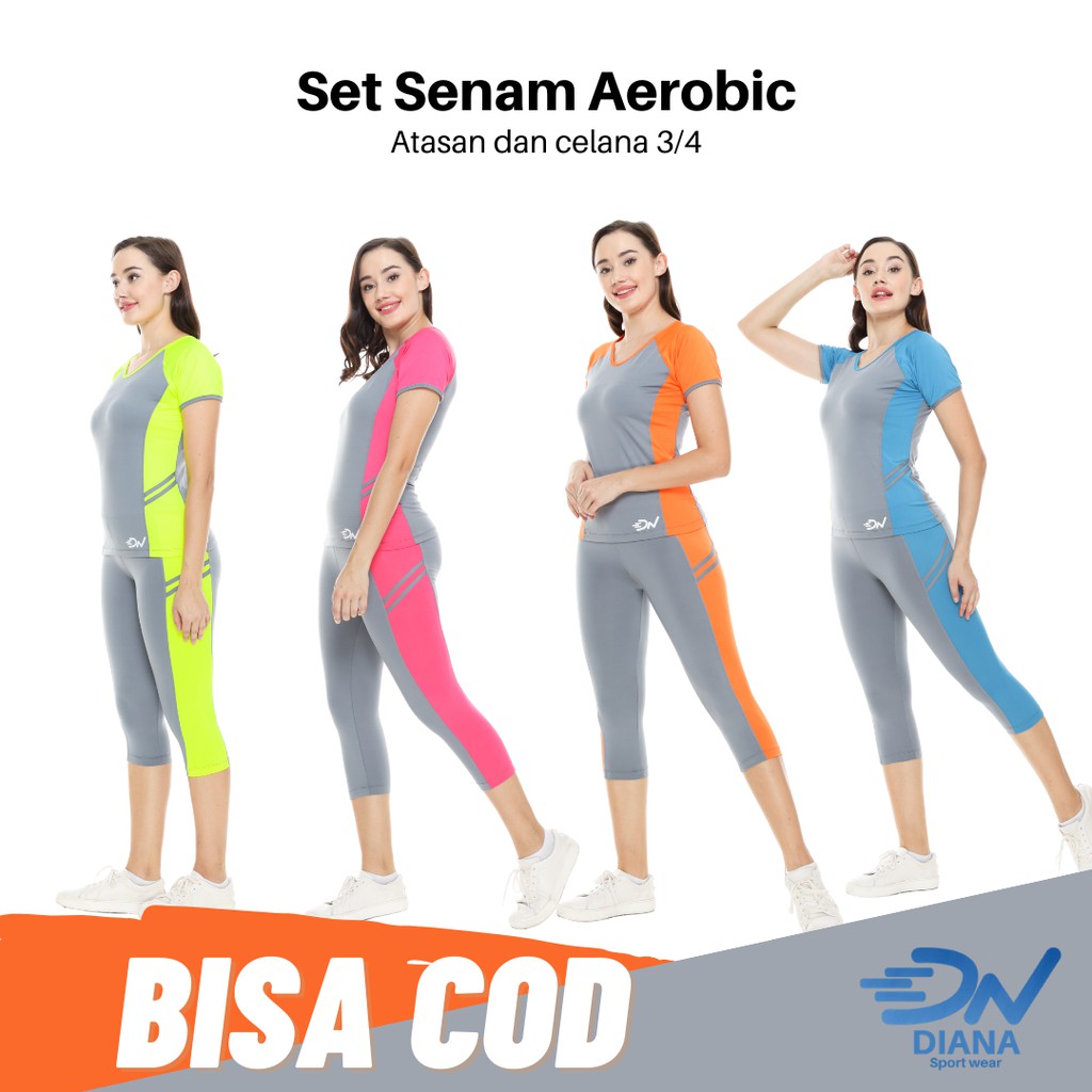 Jual Setelan baju senam aerobik wanita dan celana senam panjang 3per4 ...