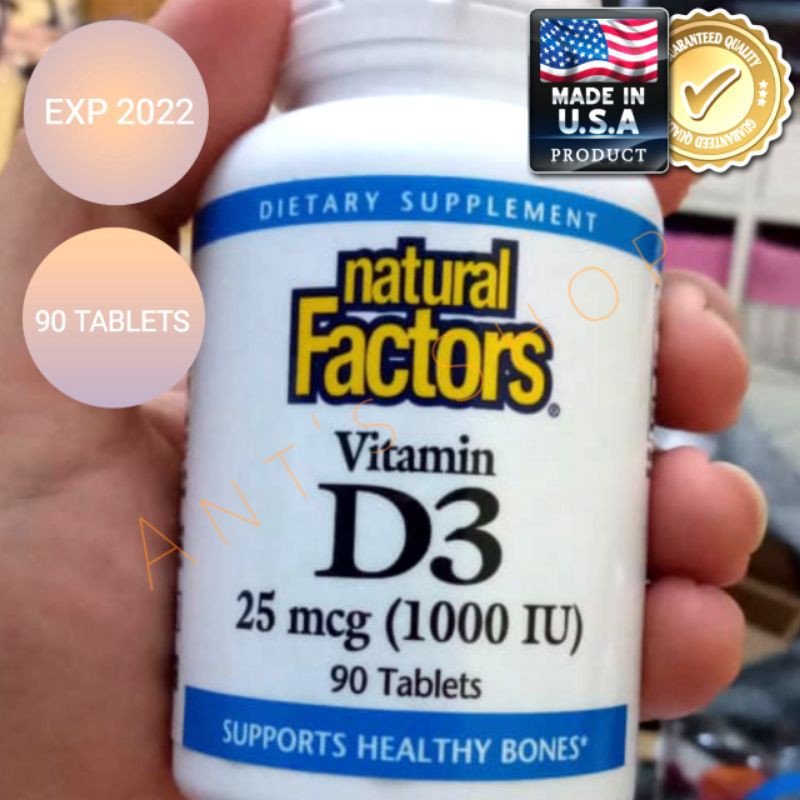 Jual Vitamin D3 25mcg 1000iu - 90 Tablets - Natural Factors | Shopee ...