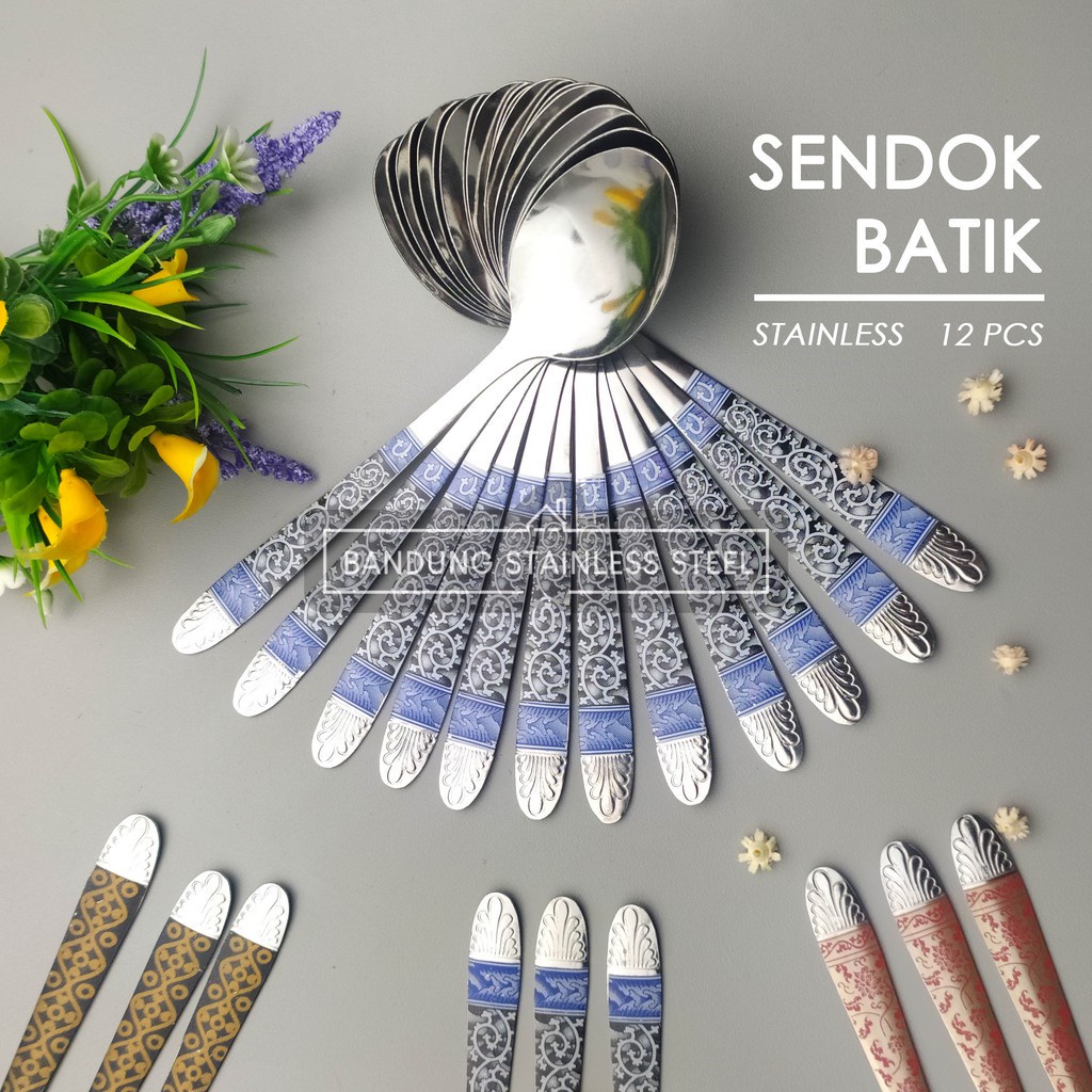 Jual murah 12 pcs sendok Batik garpu batik stainless steel / Sendok ...