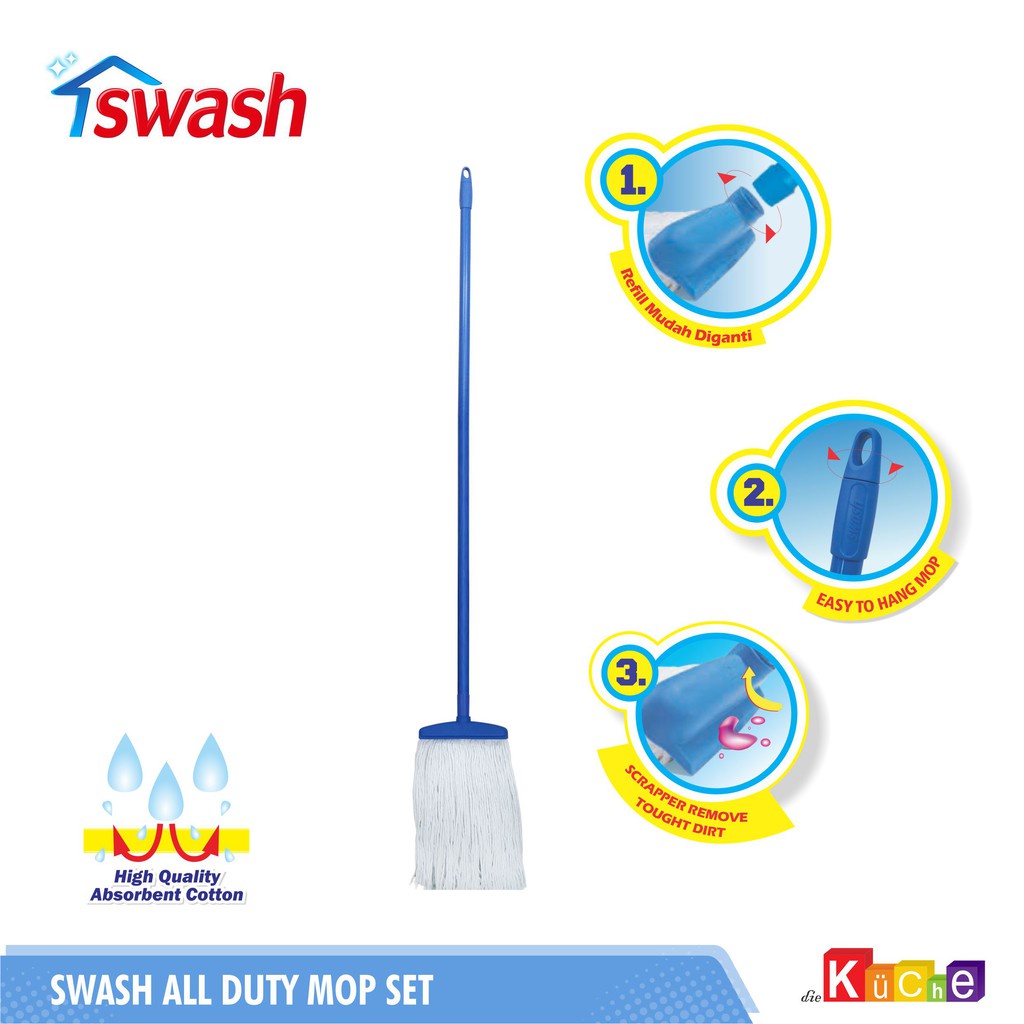 Jual Swash All Duty Mop Set Alat Pel Gagang Panjang Dengan Daya Serap ...