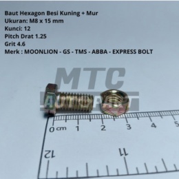 Jual Mur Baut Hexagon Besi kuning M8 Bolt Nut Baud Kunci 12 | Shopee ...